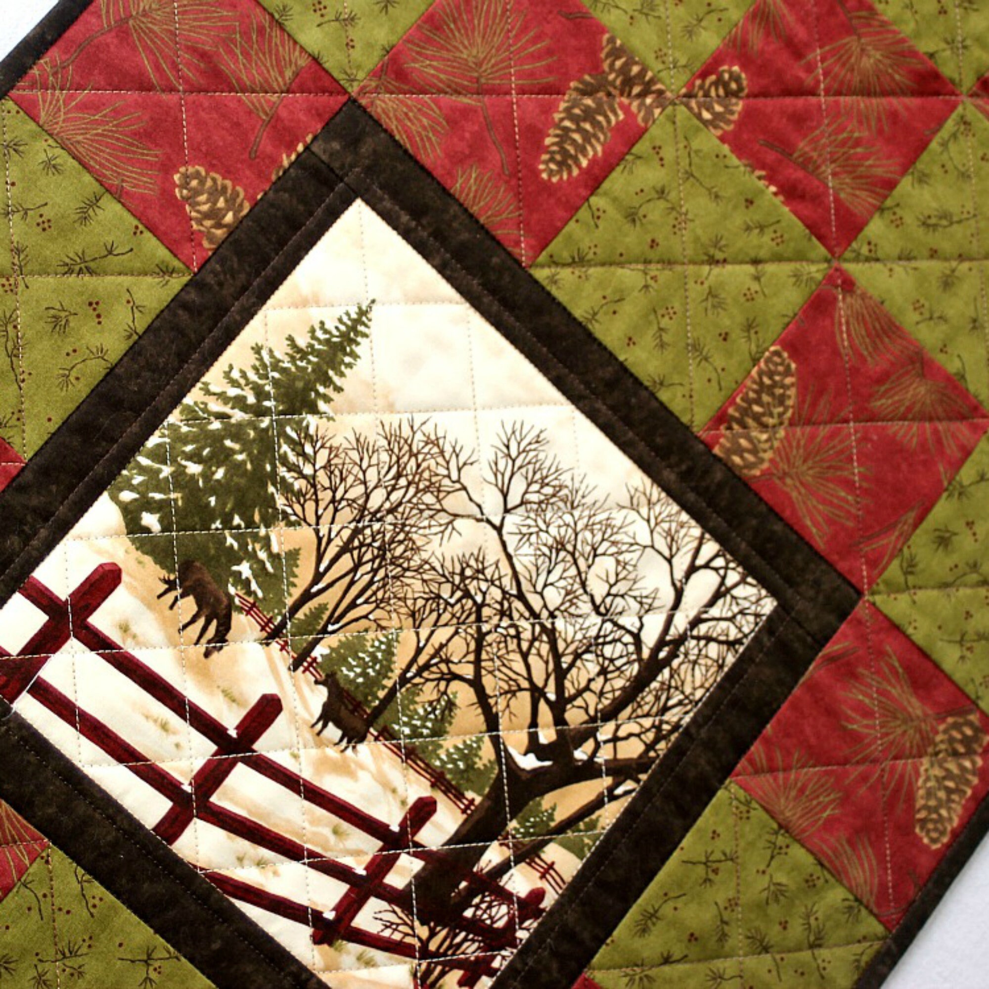 Quilted Winter Table Runner, Horses, Snow Scenery, 45.50"x18" - Etsy
