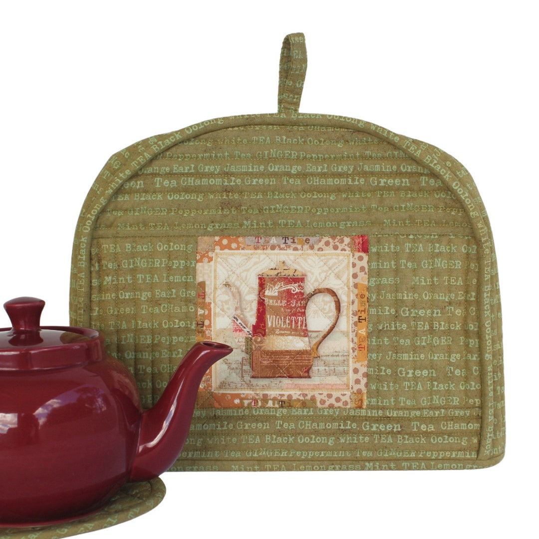 Quilted Green Tea Cozy + Teapot Mat - Etsy