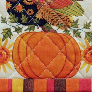 Quilted Fall Mug Rug, Turkey Pumpkin Snack Mat, Thanksgiving Decor, 7 ...