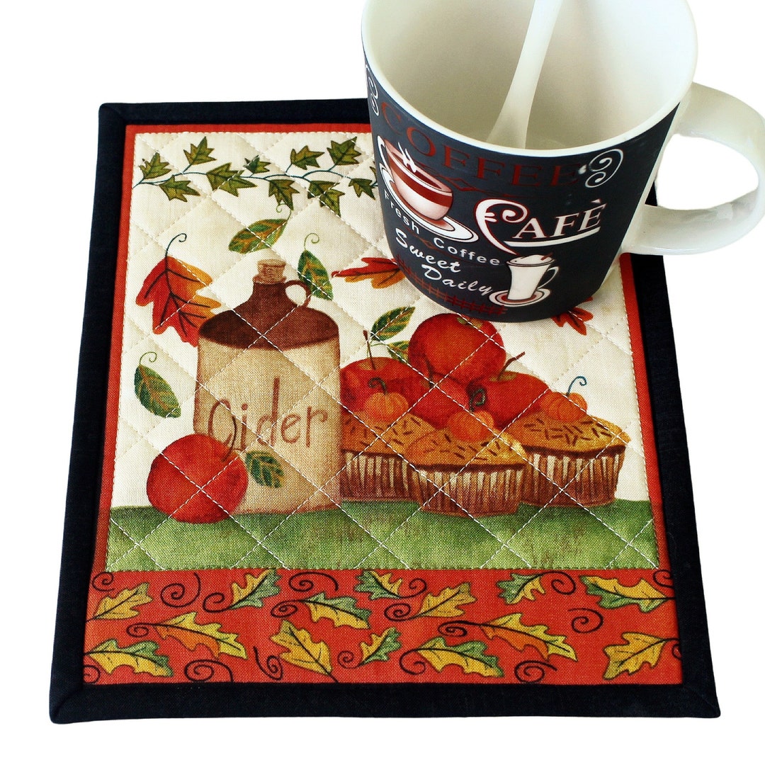 Fall Quilted Mug Rug, Apple Cider, Cupcakes, 7.25x8.75 - Etsy