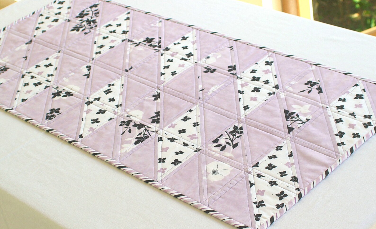 Quilted Summer Table Runner Lavender Table Topper - Etsy