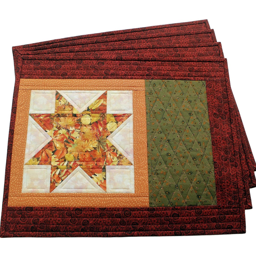 Quilted Placemats, Set of 4 Table Mats, 17.50