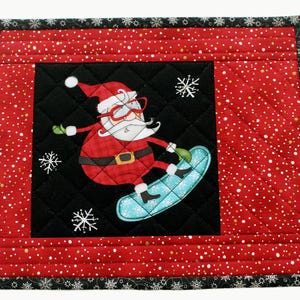 Quilted Christmas Mug Rug, Santa Snack Mat, 10.25x8.50 - Etsy