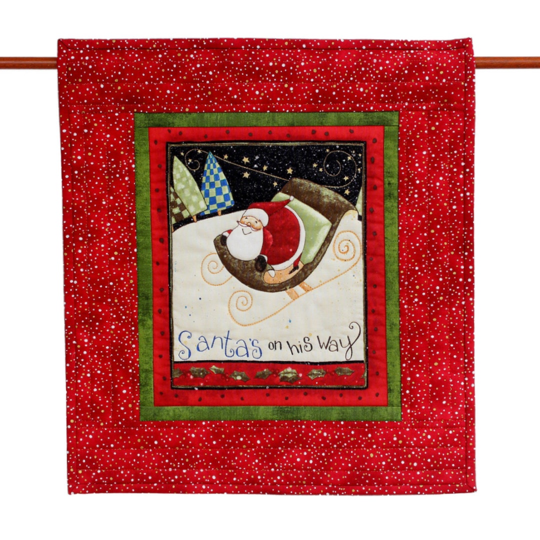 Quilted Christmas Wall Hanging, Santa Wall Quilt, 14.25wx15.75h - Etsy