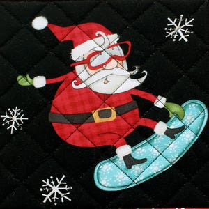 Quilted Christmas Mug Rug, Santa Snack Mat, 10.25x8.50 - Etsy