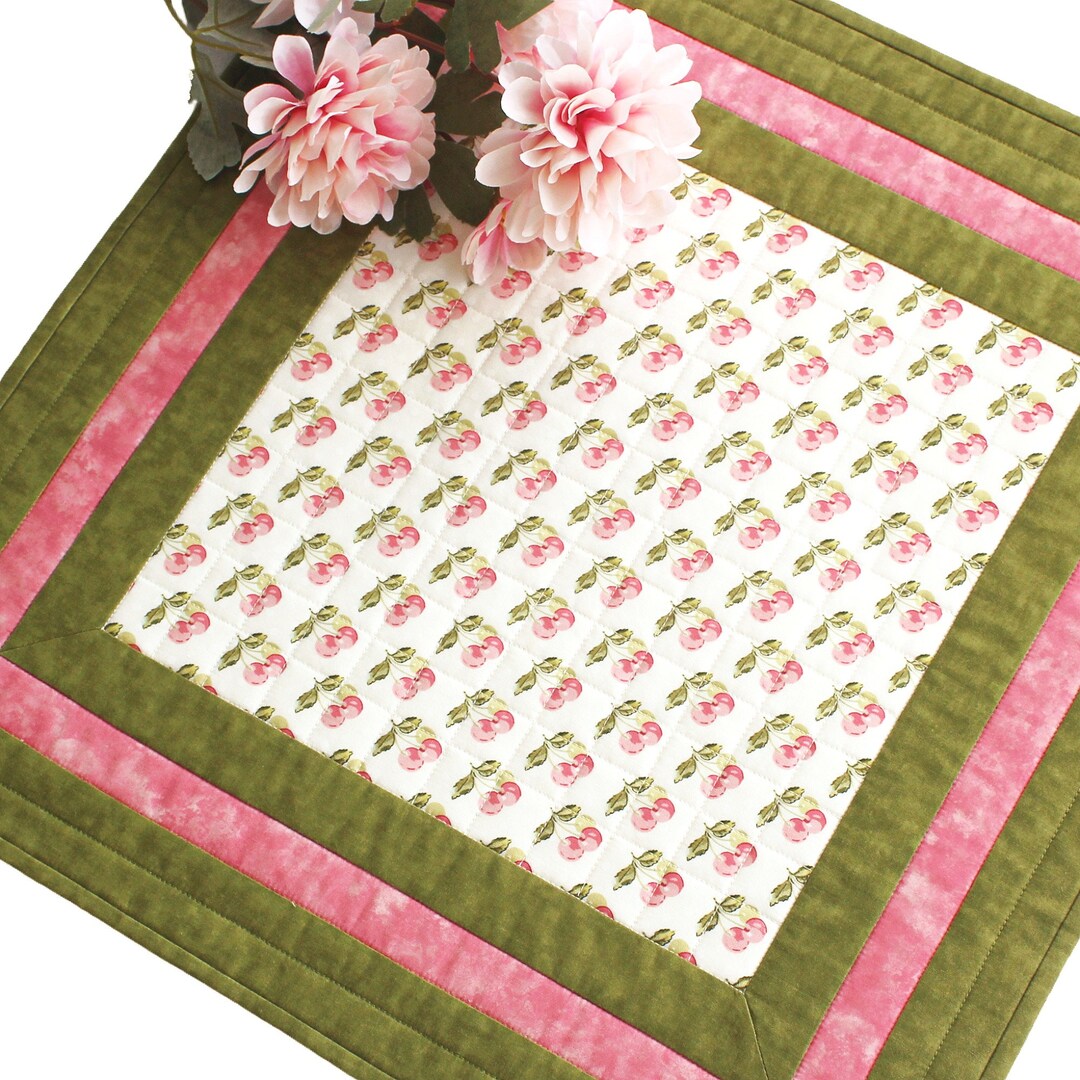 Quilted Table Topper, Cherries Table Mat, 19.75"x19.75" - Etsy