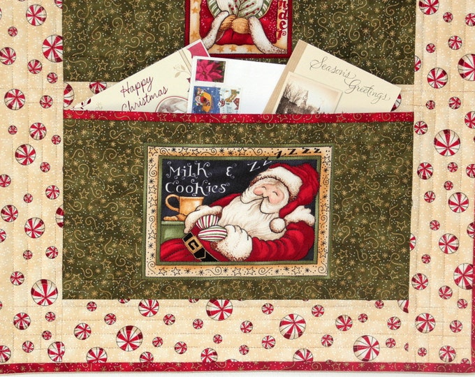 Christmas Card Holder - Quilted Wall Hanging - Santa Organizer ...
