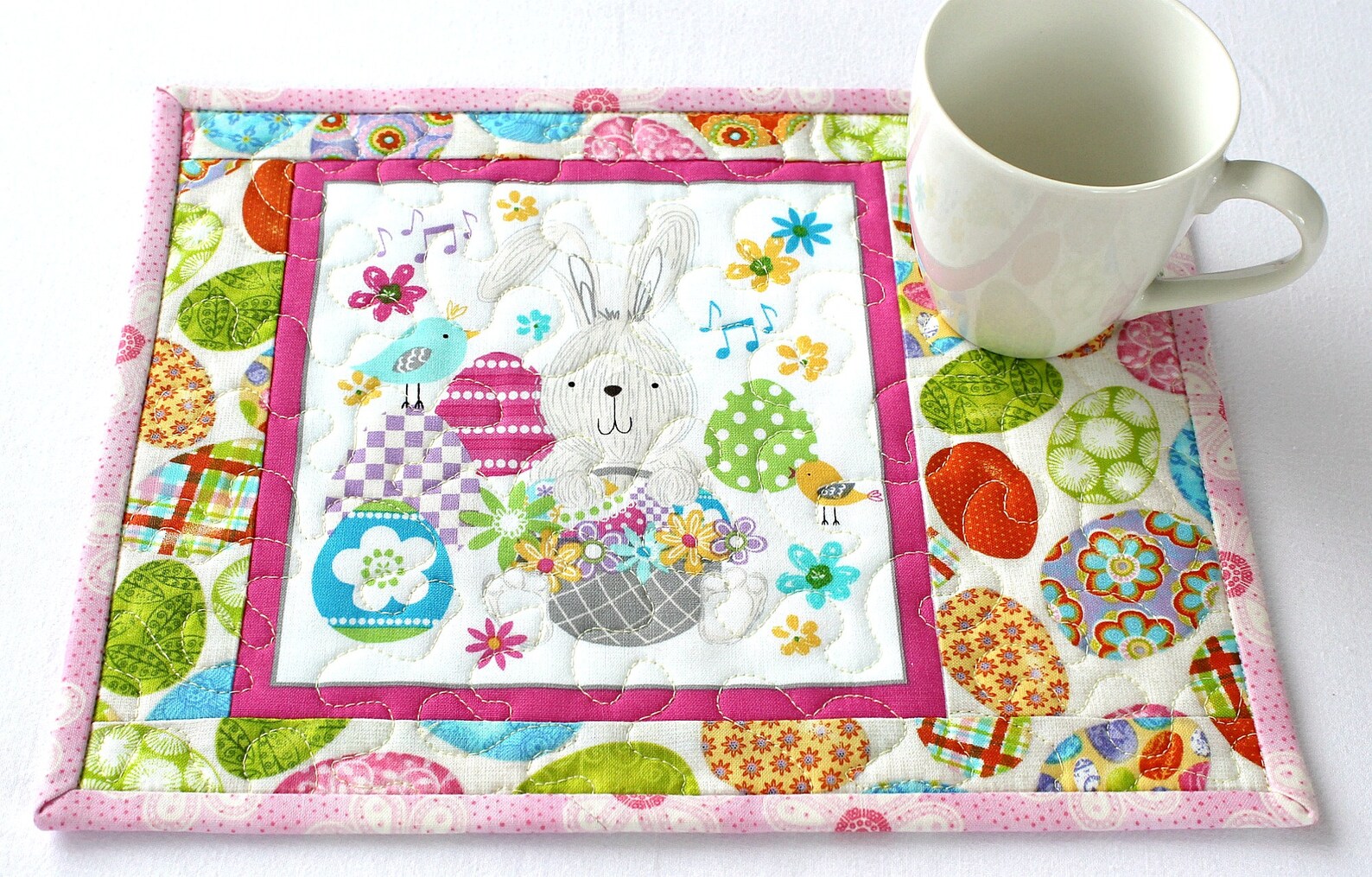 Quilted Mug Rug Easter Bunny Snack Mat 8.50x10.50 - Etsy
