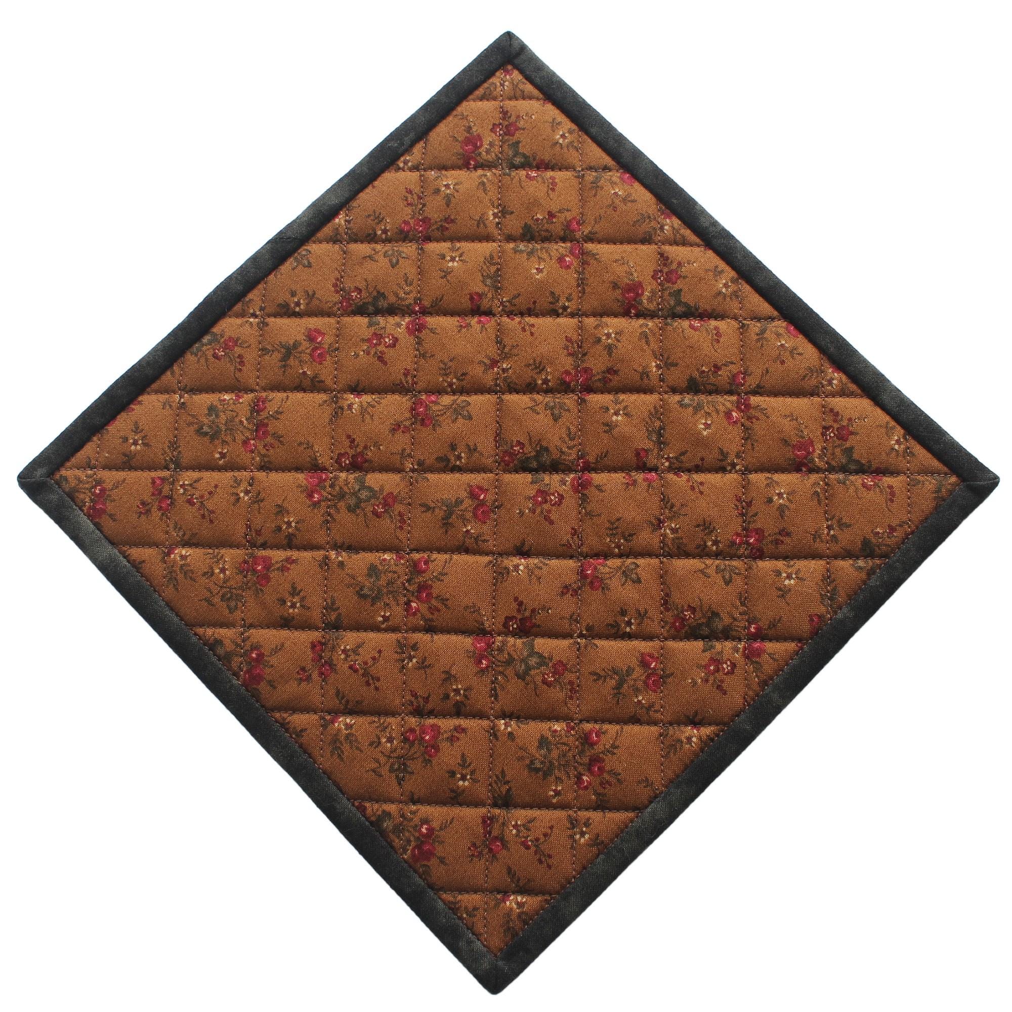 Quilted Trivet, Insulated Floral Square Hot Pad, 8.50