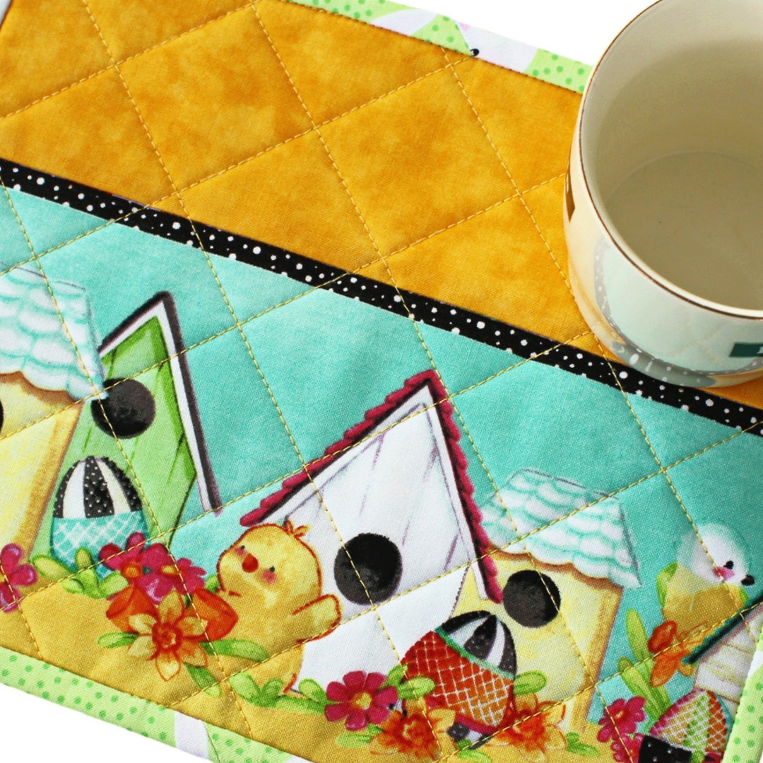 Quilted Easter Mug Rug, Chicks, Birdhouses, 9.50x7.50-inch - Etsy
