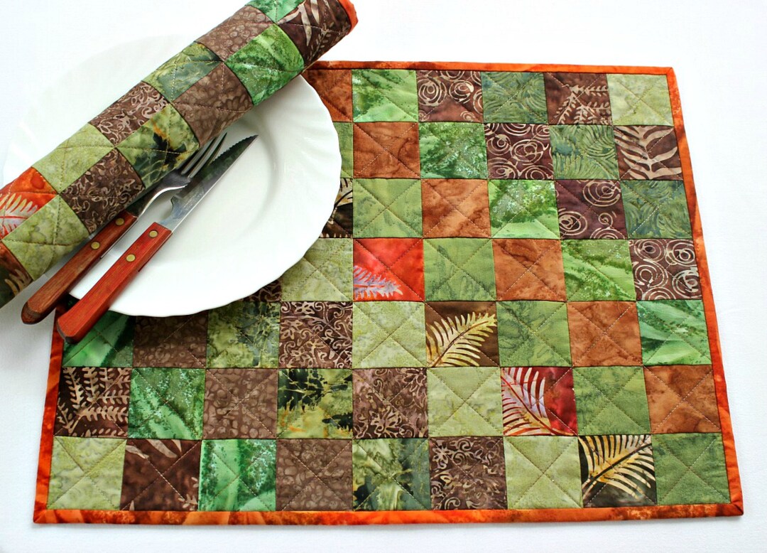Quilted Placemats, Set of 2 Batik Table Mats - Etsy UK
