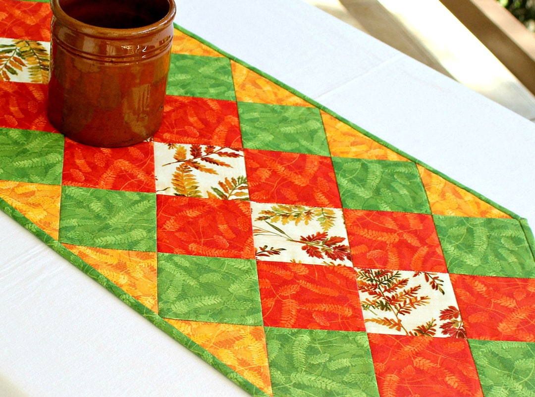 Quilted Table Runner, Autumn Leaves, 45.50x15.25 - Etsy