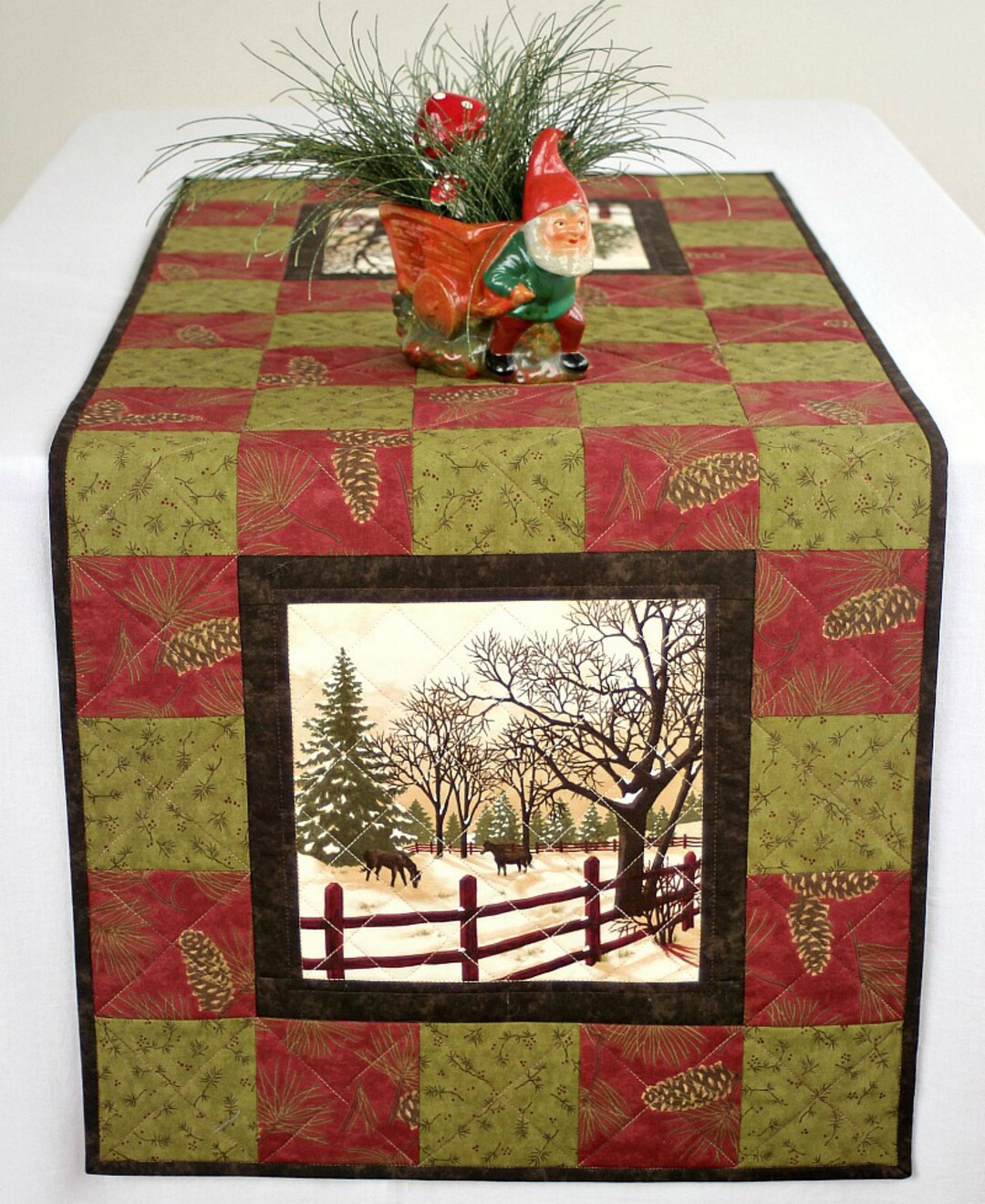 Quilted Winter Table Runner, Horses, Snow Scenery, 45.50"x18" - Etsy