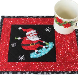 Quilted Christmas Mug Rug, Santa Snack Mat, 10.25x8.50 - Etsy
