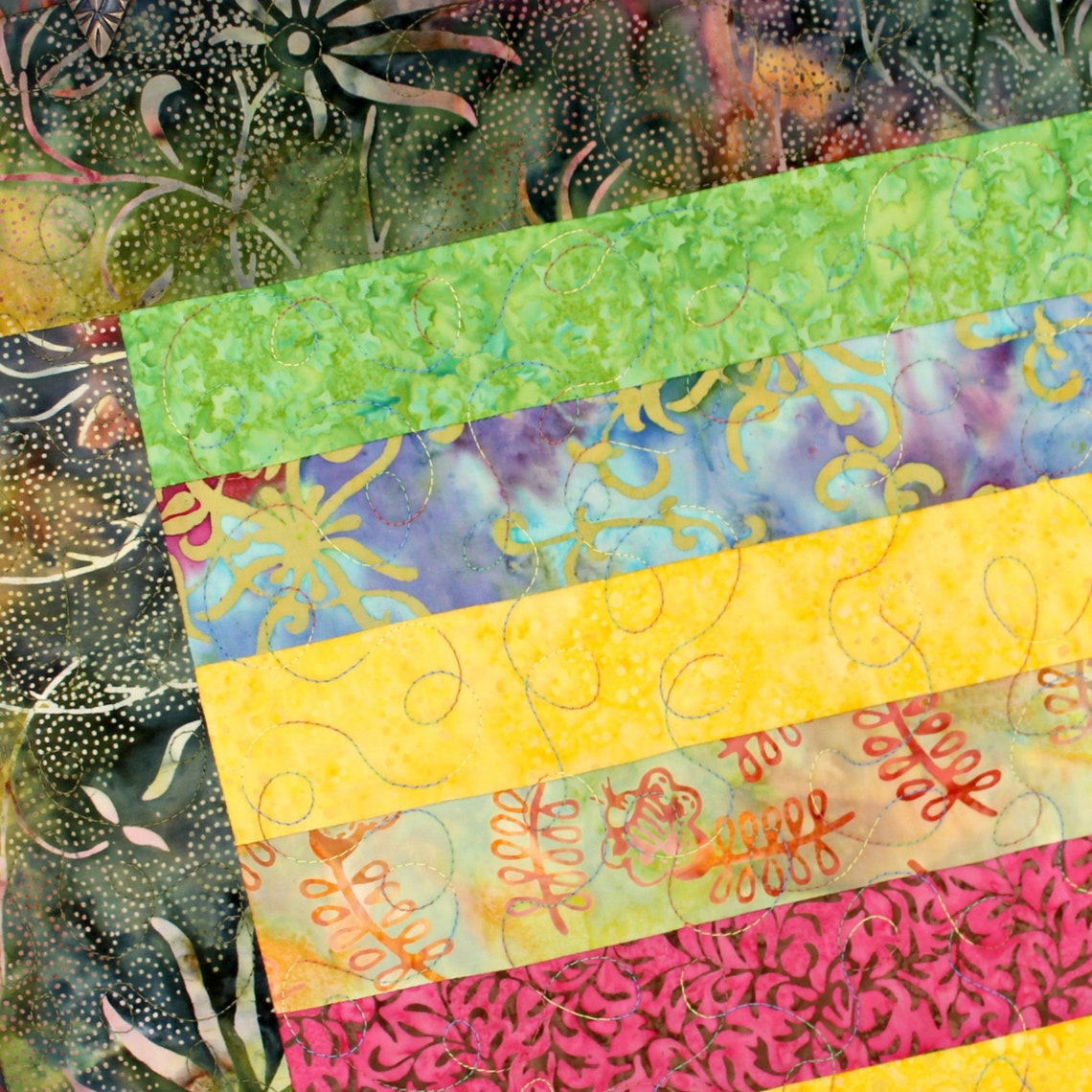 Lap Quilt Batik Quilted Throw 56x70 Large Wall Hanging | Etsy