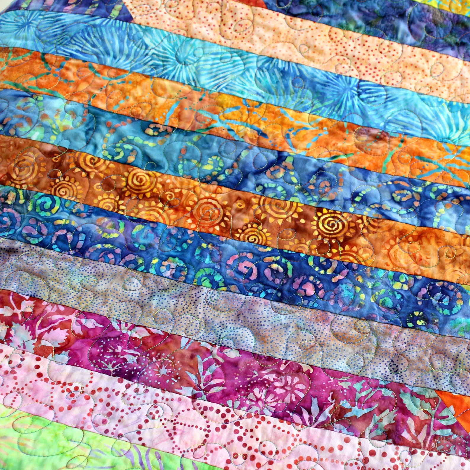 Lap Quilt Batik Quilted Throw 56x70 Large Wall Hanging | Etsy