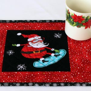 Quilted Christmas Mug Rug, Santa Snack Mat, 10.25x8.50 - Etsy