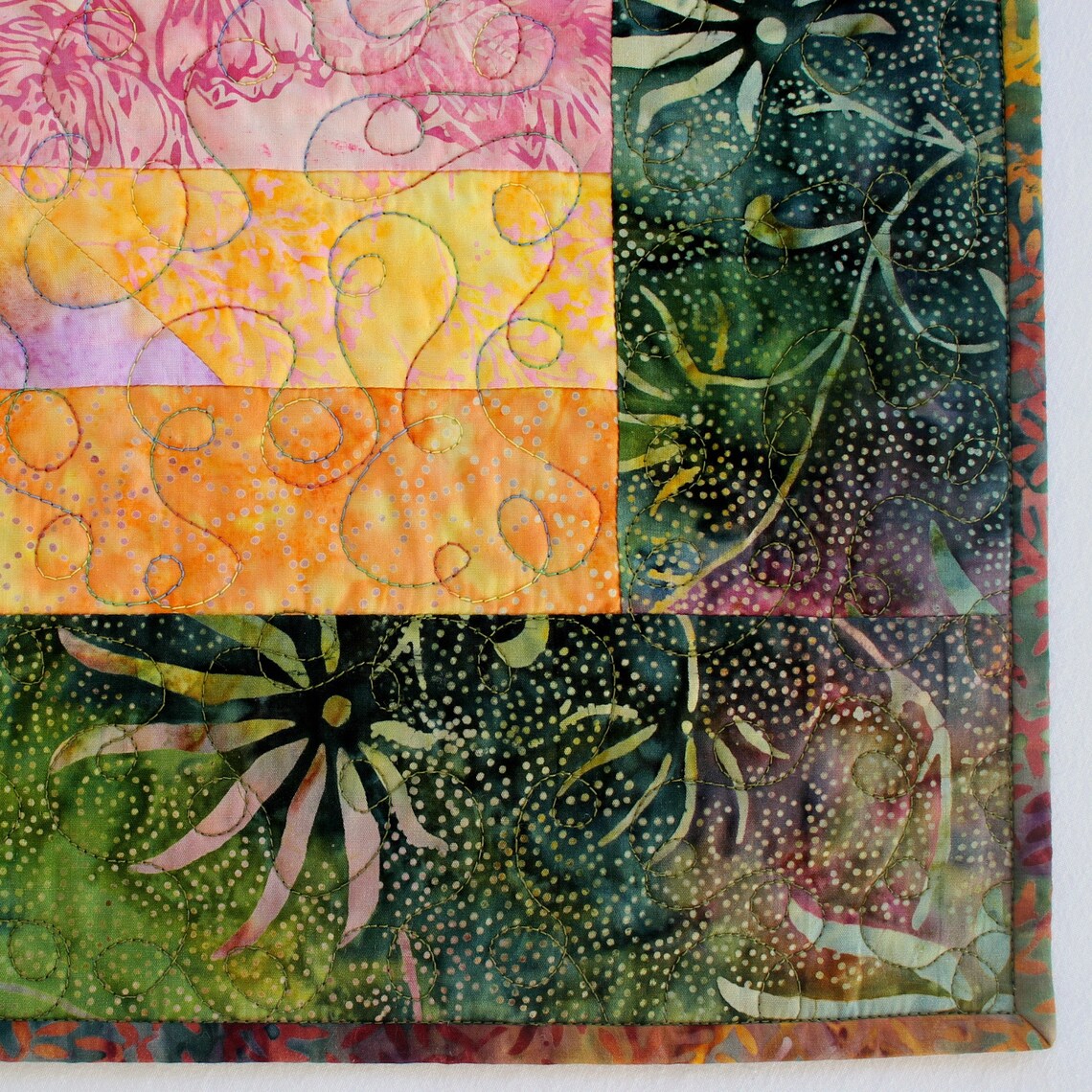 Lap Quilt Batik Quilted Throw 56x70 Large Wall Hanging | Etsy