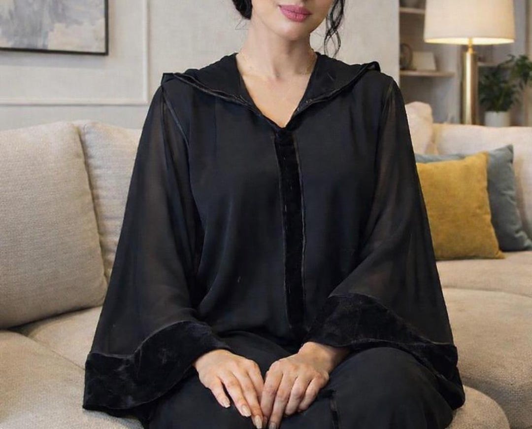 Jellaba -black Moroccan Jellaba – Elegant Hooded Kaftan, Modern Modest ...