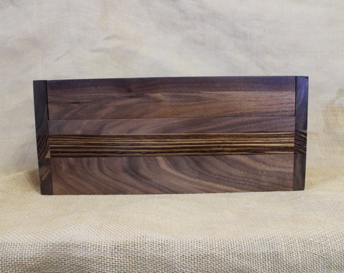 Double Recipe Box in Walnut and Zebra Wood With Stop Hinges - Etsy