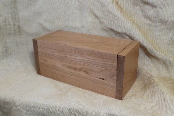Double Recipe Box in Cherry Hardwood with Stop Hinges Hold | Etsy