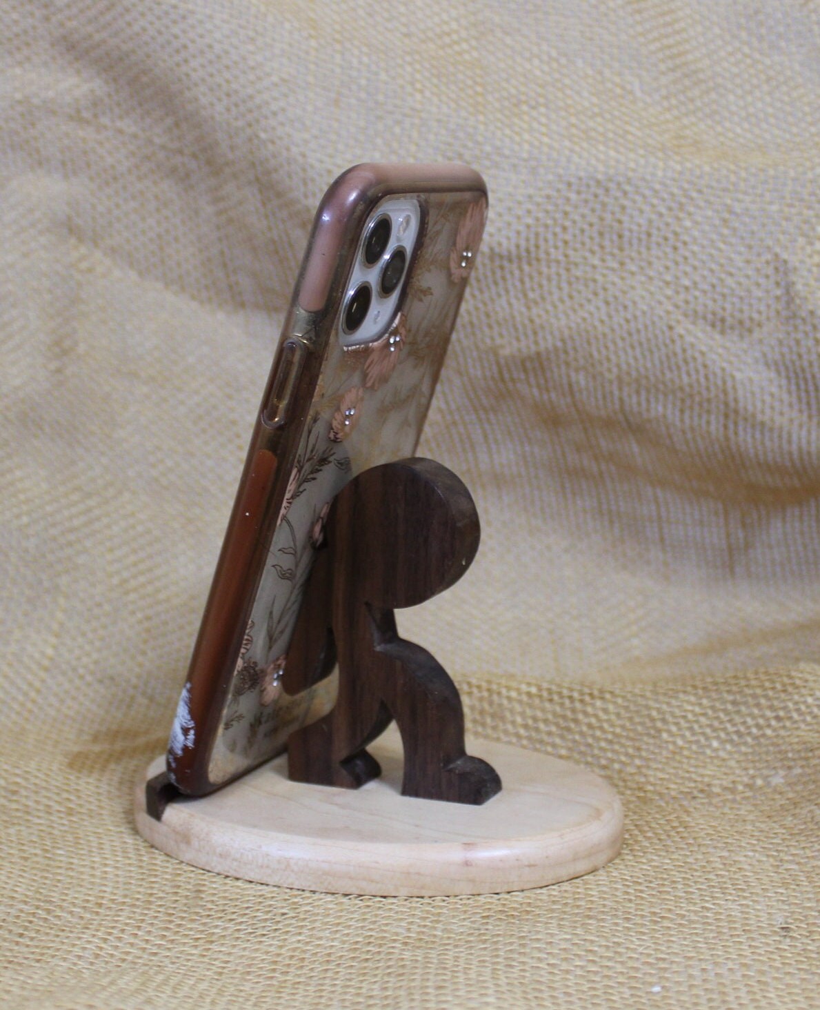 Cell Phone Stand in Walnut and Maple Hardwoods - Handmade Mobile Phone ...