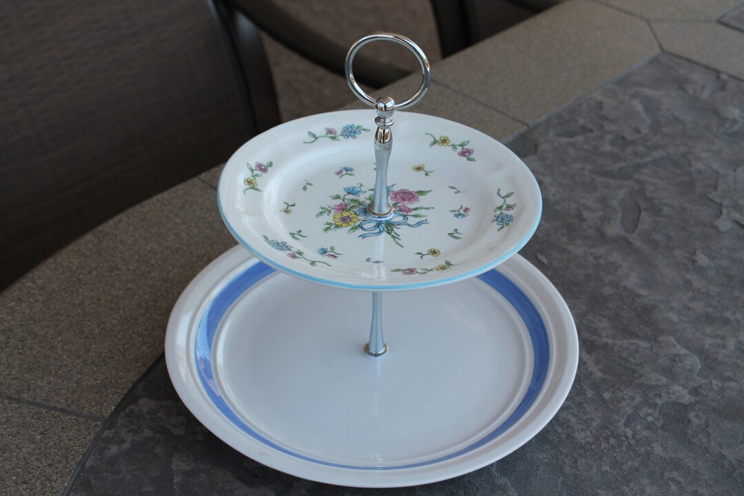 Up-cycled Two Tiered Tidbit Tray - Etsy