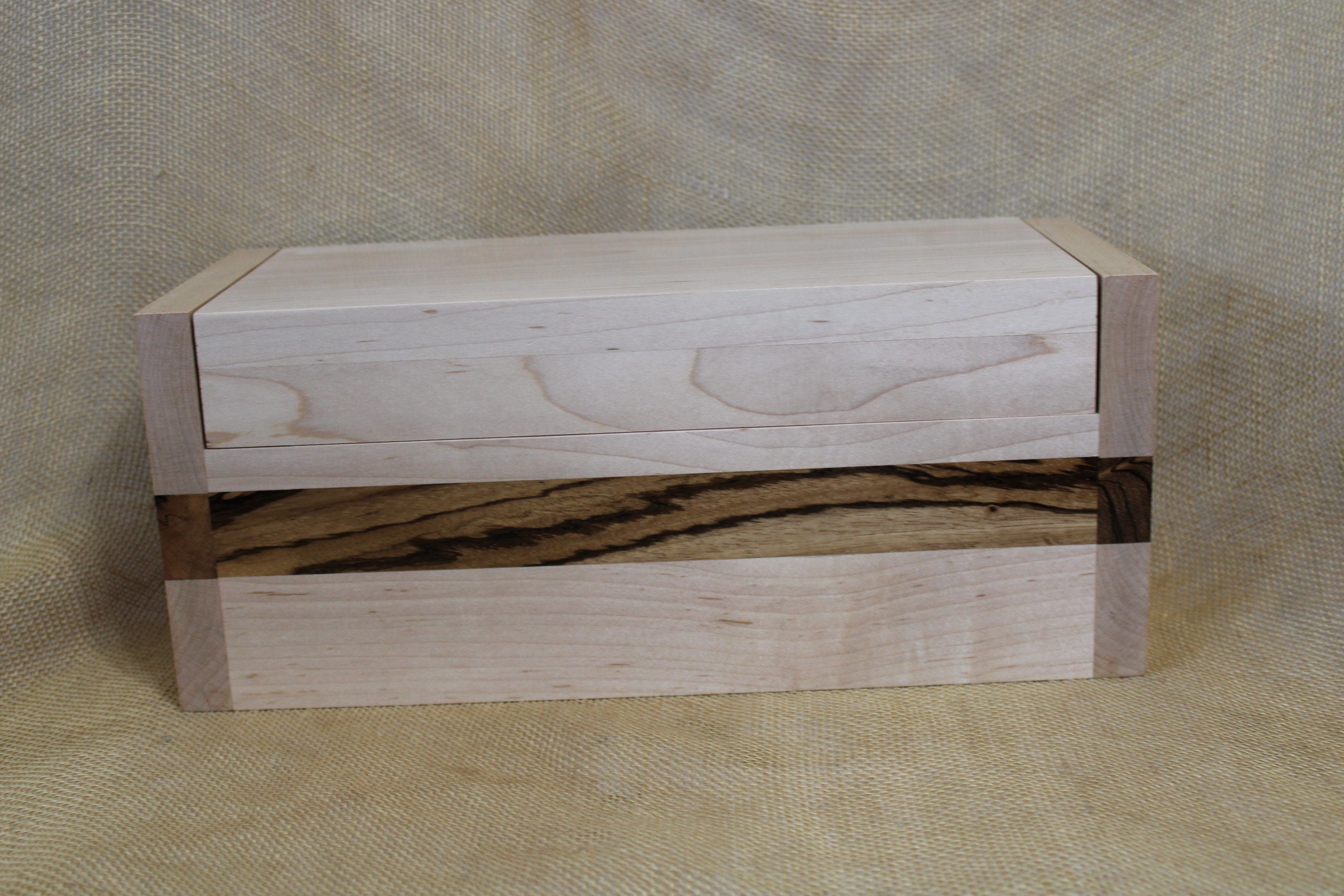 Double Recipe Box in Maple and Zebra Wood with Stop Hinges | Etsy