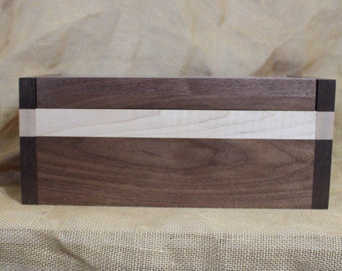 Double Recipe Box in Walnut and Maple With Stop Hinges Holds - Etsy