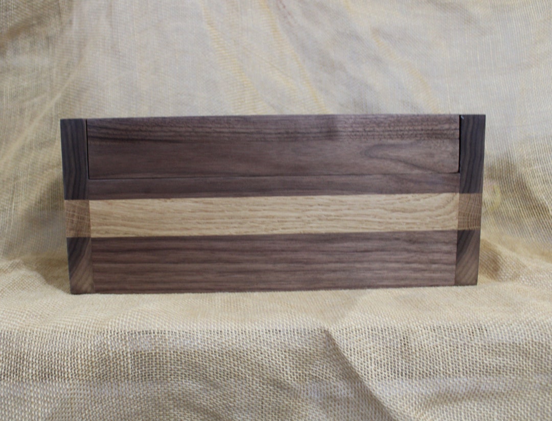 Double Recipe Box in Walnut and White Oak With Stop Hinges Holds 4x6 ...