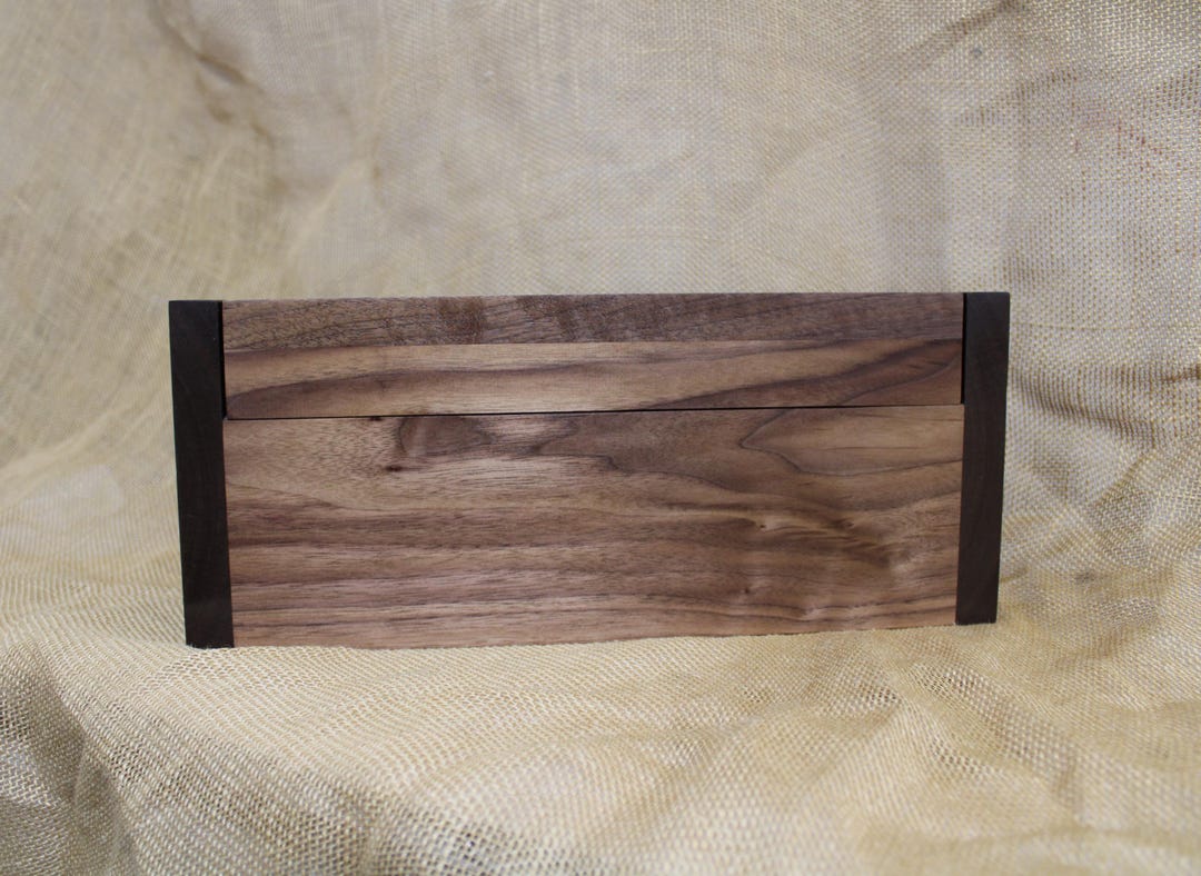 Double Recipe Box in Walnut With Gold Stop Hinges - Holds 4x6 Recipe ...