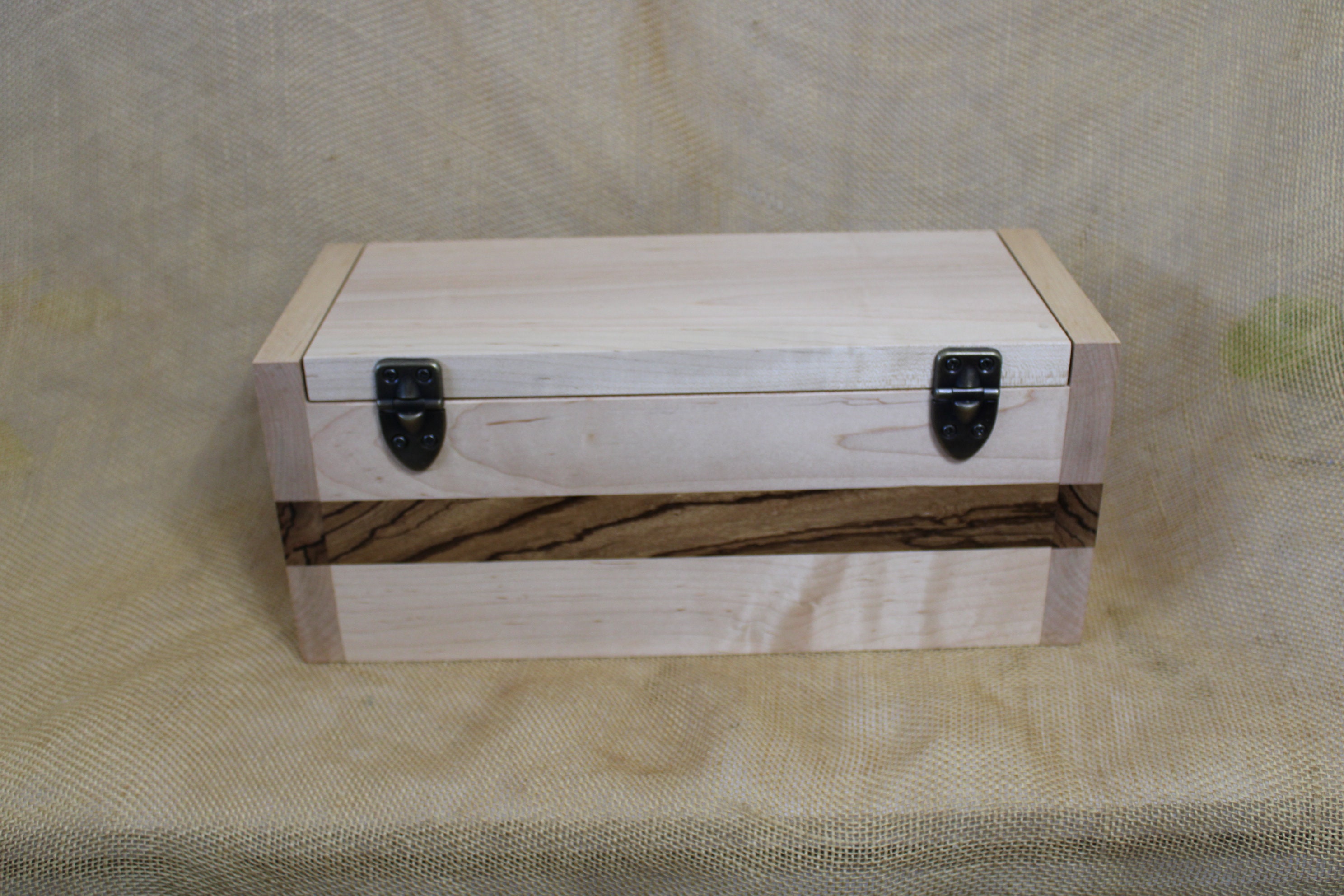 Double Recipe Box in Maple and Zebra Wood with Stop Hinges | Etsy