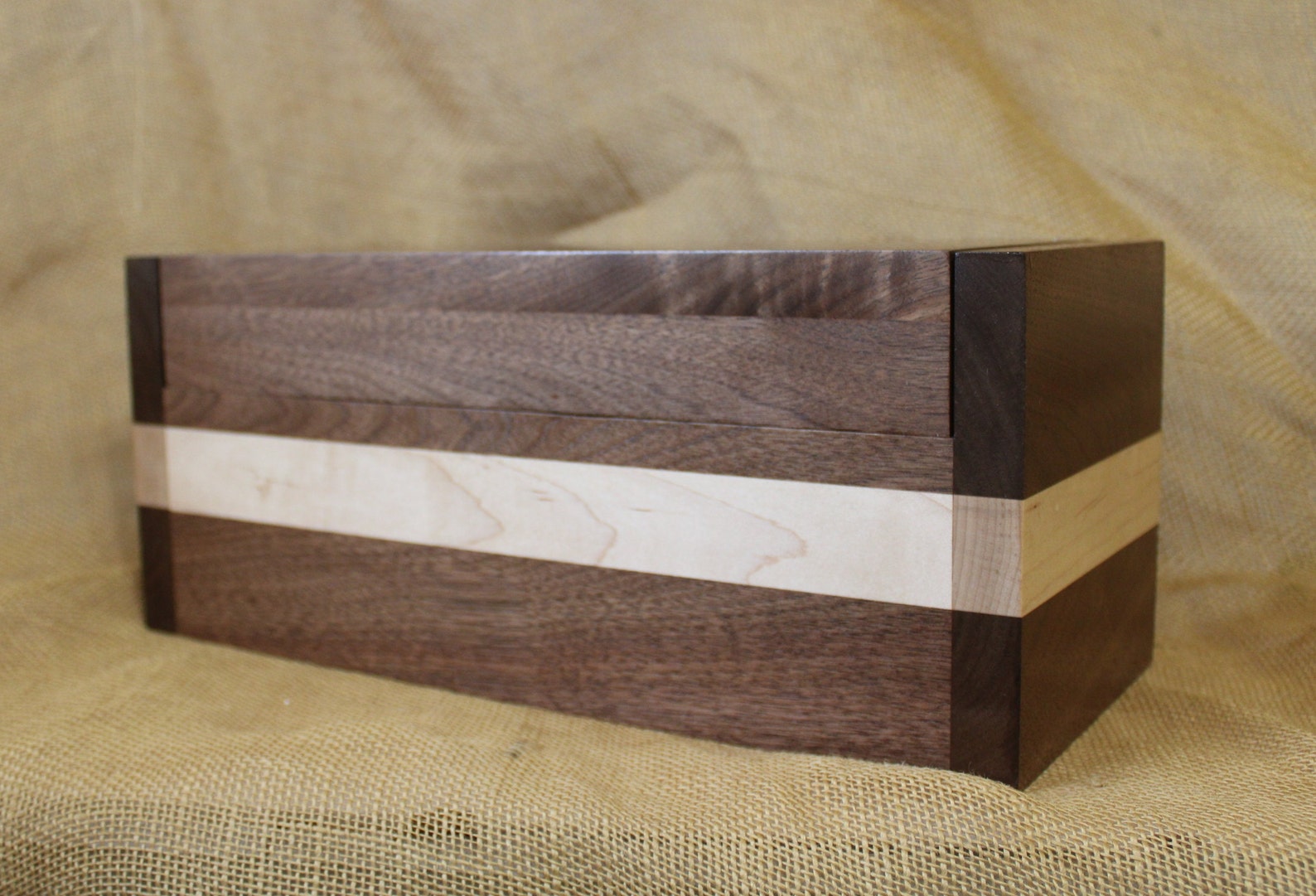 Double Recipe Box in Walnut and Maple With Stop Hinges Holds - Etsy