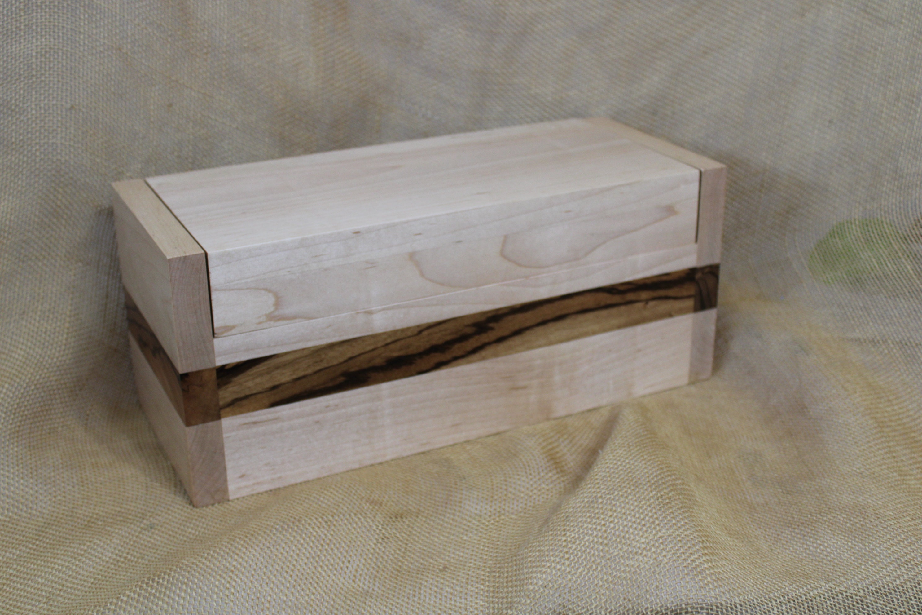 Double Recipe Box in Maple and Zebra Wood with Stop Hinges | Etsy