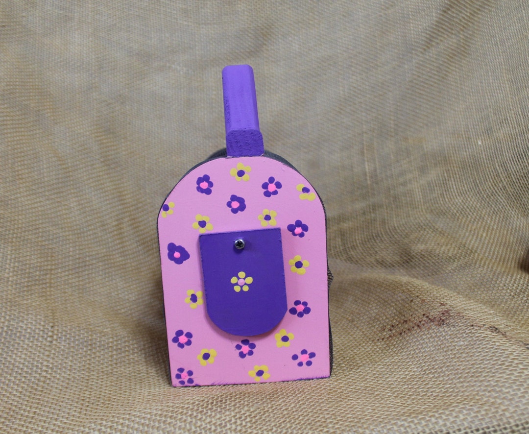 Pink Wooden Bug Box Hand Painted With Purple & Yellow Flowers - Etsy