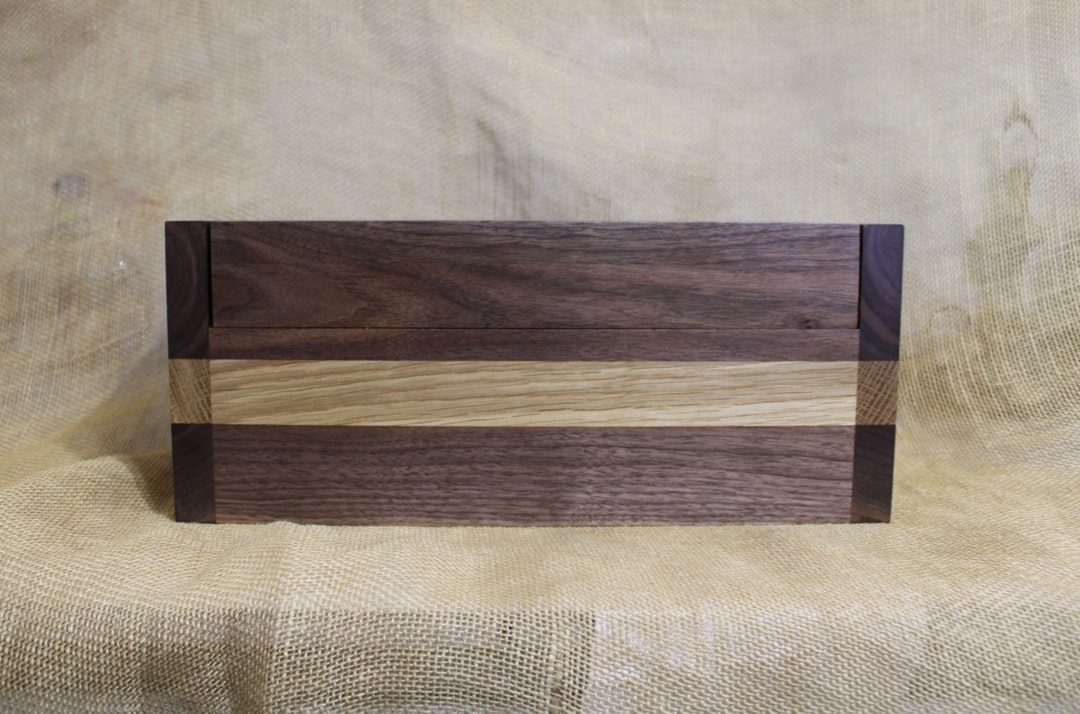 Double Recipe Box in Walnut and White Oak With Stop Hinges - Holds 4x6 ...