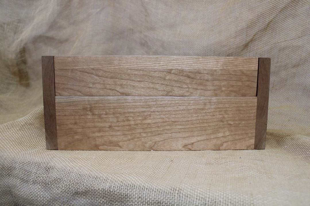 Double Recipe Box in Cherry Hardwood With Stop Hinges - Hold 4x6 Recipe ...