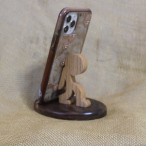 Cell Phone Stand in Walnut and Red Oak Hardwood - Handmade Mobile Phone ...