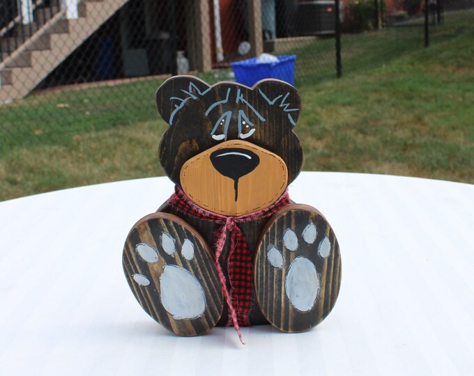 Wooden Black Bear Shelf Sitter Campy Bear Woodland Bear Cabin Bear Bear ...