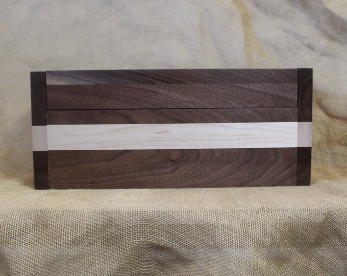 Double Recipe Box in Walnut and Maple With Stop Hinges Holds - Etsy