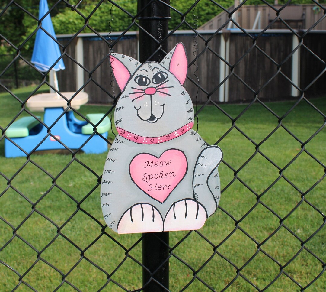 Cat Wall / Door Sign - Cat / Kitten Sign "meow Spoken Here" - Etsy