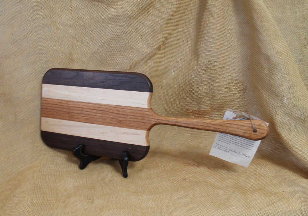 Walnut, Maple and Red Oak Handled Cheese Board Striped With Hardwoods ...