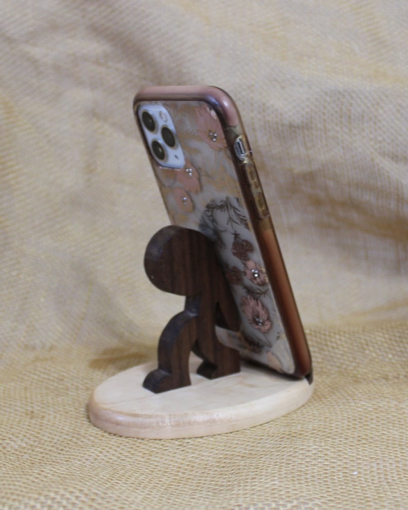 Cell Phone Stand in Walnut and Maple Hardwoods - Handmade Mobile Phone ...