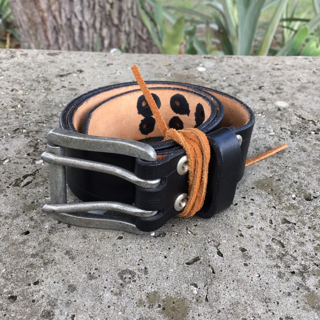 Black Mens Belt Double Tong - Etsy