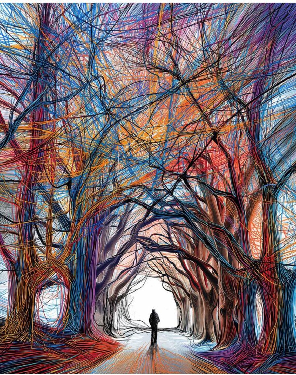 Abstract Tree Path Art – A Visual Journey of Emotion and Solitude - Etsy