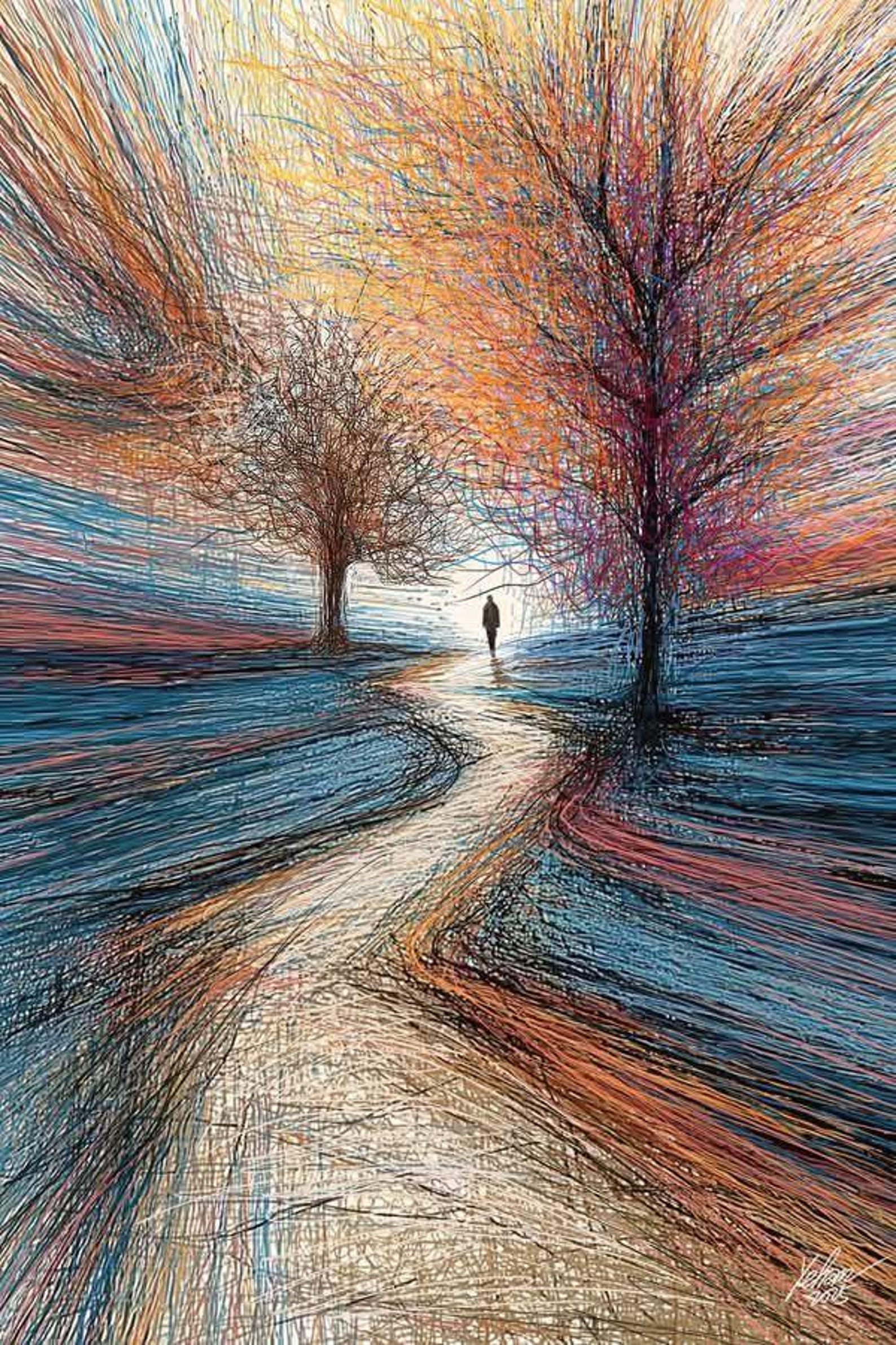 Abstract Tree Path Art – A Visual Journey of Emotion and Solitude - Etsy