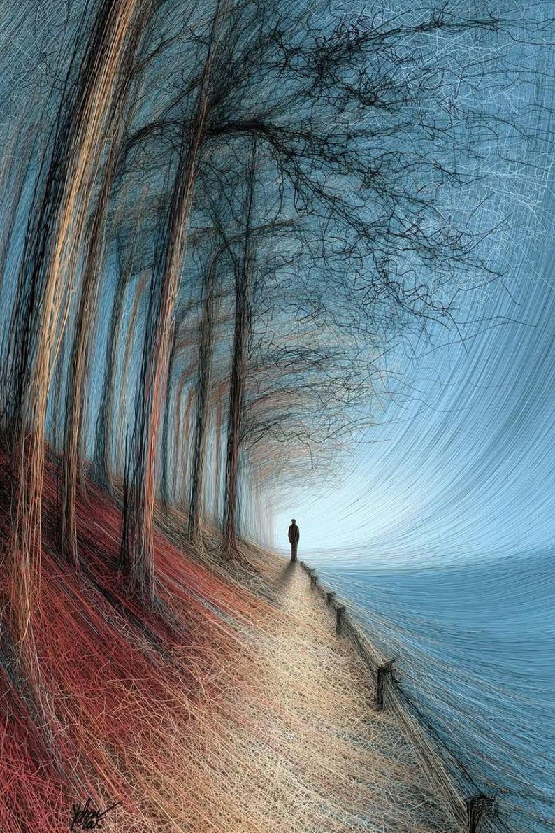 Abstract Tree Path Art – A Visual Journey of Emotion and Solitude - Etsy