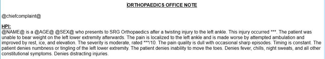 Orthopedic Clinic Notes - Ankle Package - Etsy