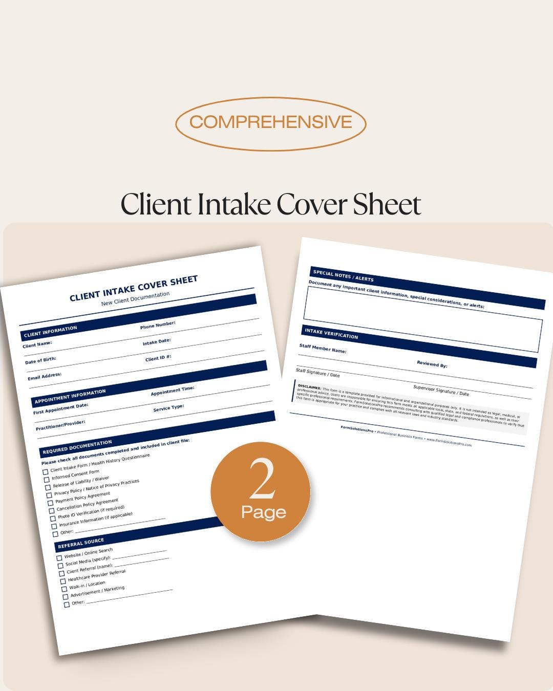 Client Intake Cover Sheet for Wellness Practices - New Client ...