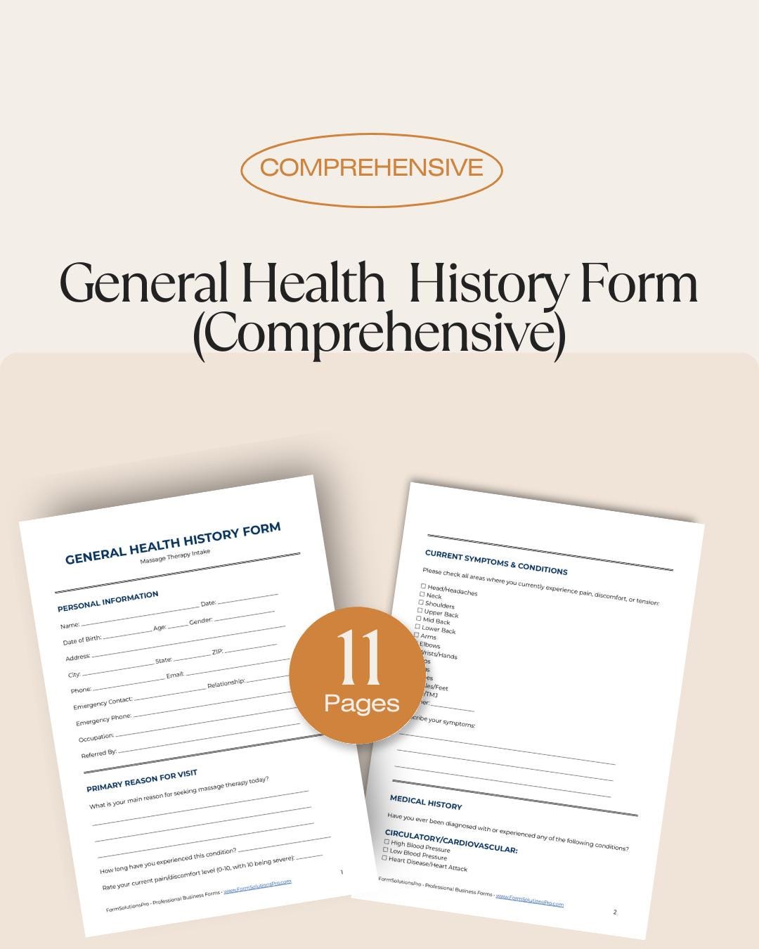 Massage Therapy Forms | Comprehensive Health History Form – Patient ...